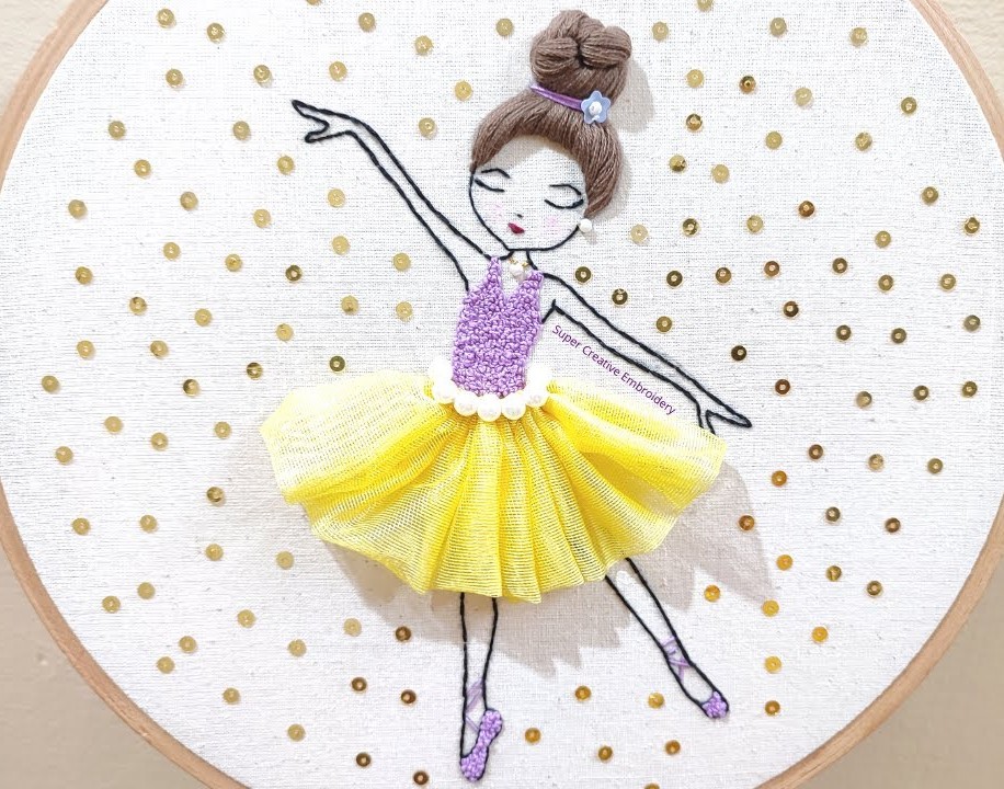 3D ballerina embroidery hoop art - Crafts on display