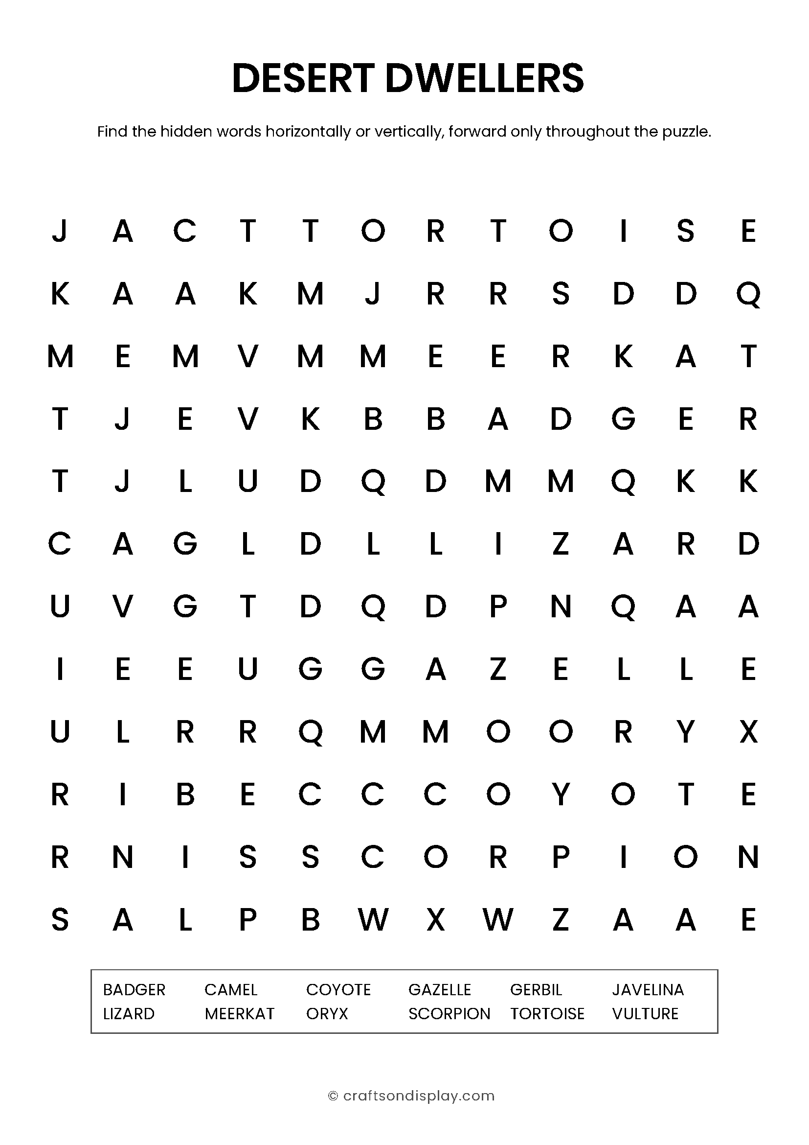 Free printable animal word search puzzles for all ages - Crafts on display