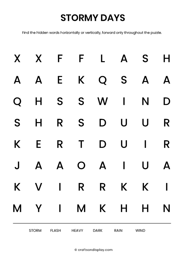Free printable weather word search puzzles - Crafts on display