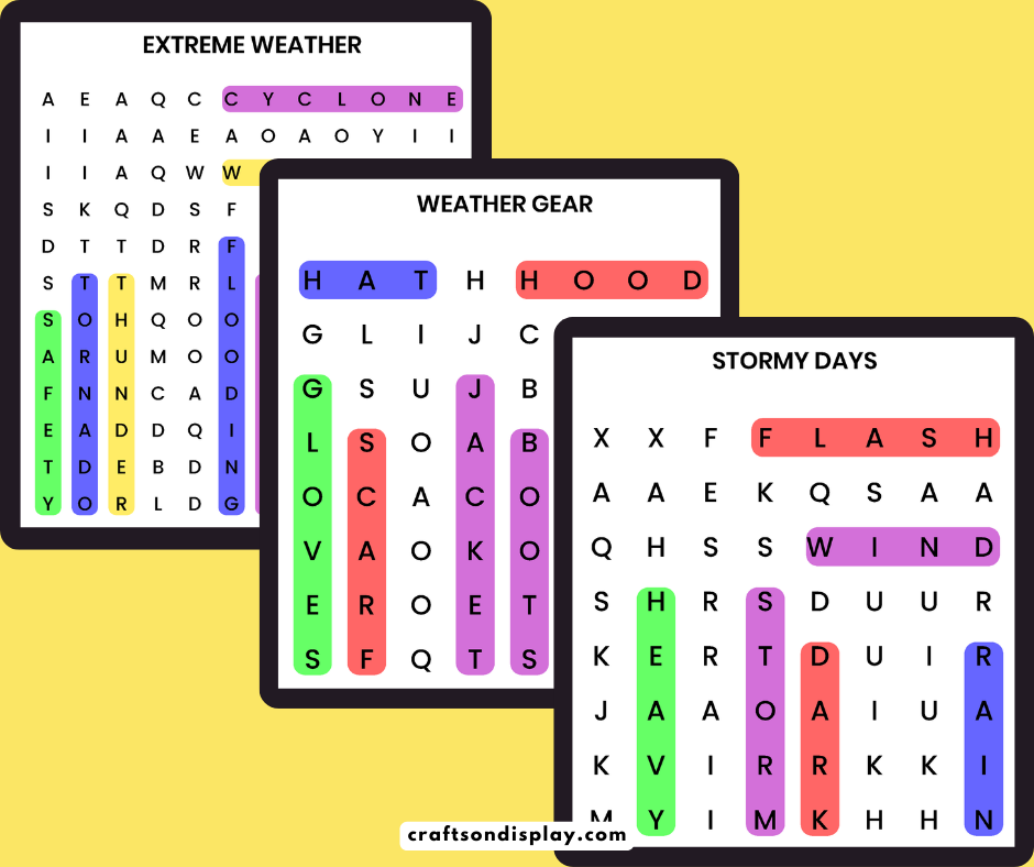 Free printable weather word search puzzles - Crafts on display