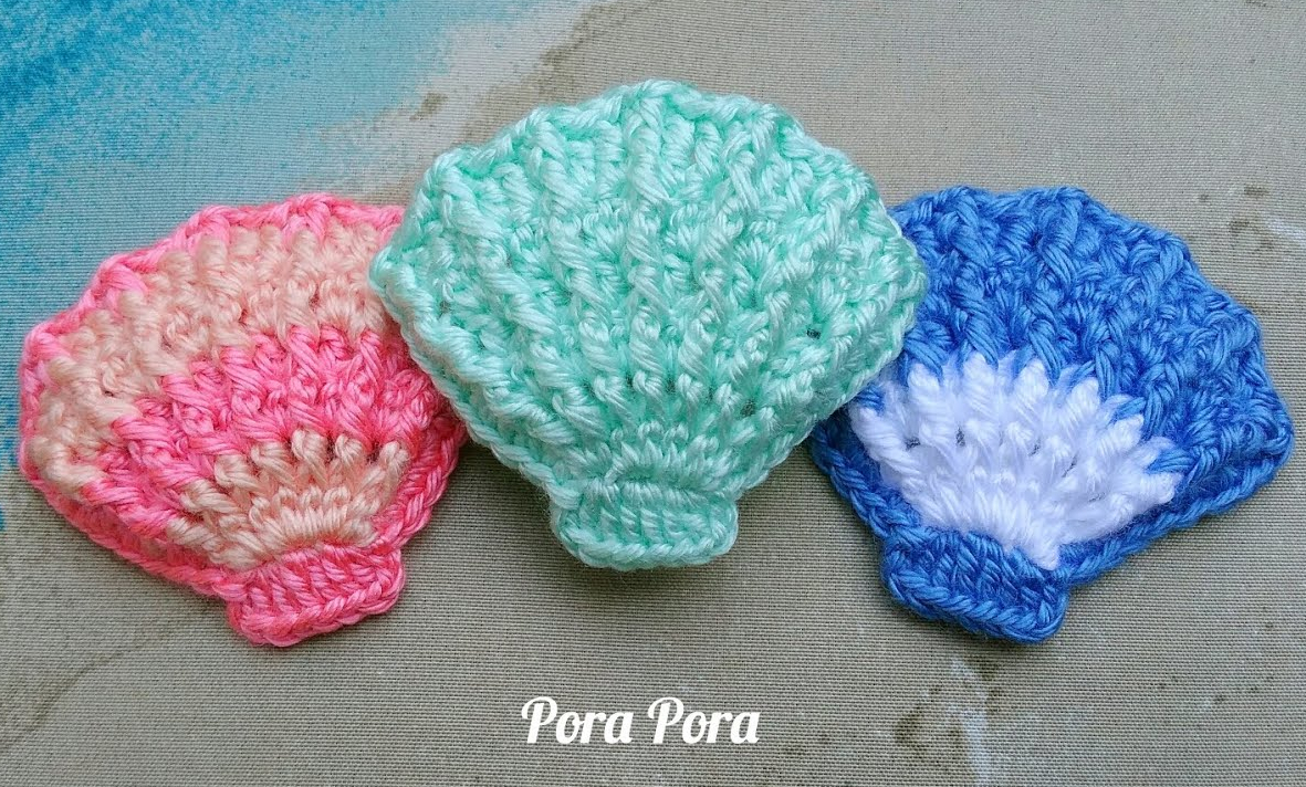 How to crochet a scallop seashell applique - Crafts on display
